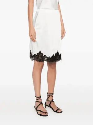 Stella McCartney Satin Midi Skirt With Lace Trim - Multicolor