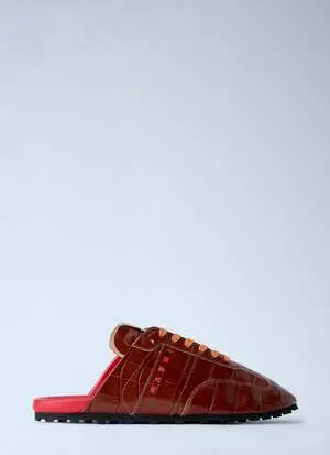 Marni Laced Leather Mules - Brown