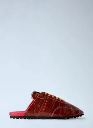 Marni Laced Leather Mules - Brown