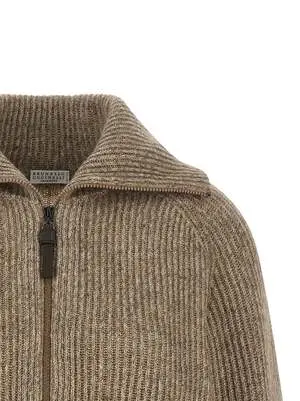 Brunello Cucinelli Shiny Zipper Pull' Cardigan