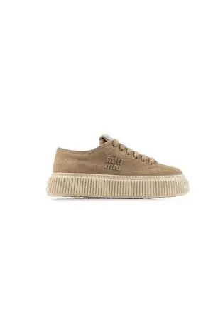 Miu Miu Suede Lace Up Platform Sneakers - Multicolor
