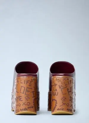 Chloé Leather Platform Wedge Mules - Multicolor