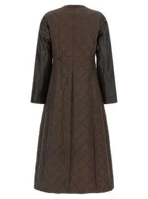 Max Mara Berta Long Quilted Coat - Brown
