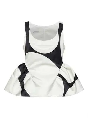 Dries Van Noten Black Duchess Oversized Ellipses-print Peplum Top - Multicolor