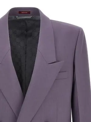 Gucci Double-breasted Wool Blazer - Purple
