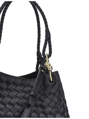 Bottega Veneta Intrecciato Shoulder Bag - Black