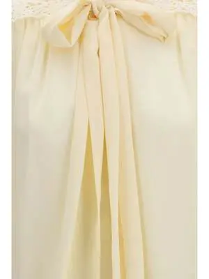 Chloé Bow Blouse With Embroidered Shoulders - Multicolor