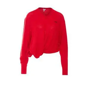 Loewe Logo Monogram Draped Sweater - Red