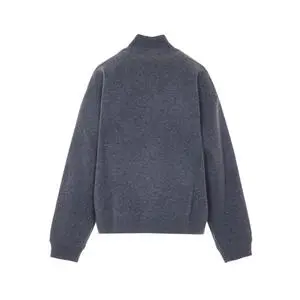 Miu Miu Half Zip Logo Sweater - Gray