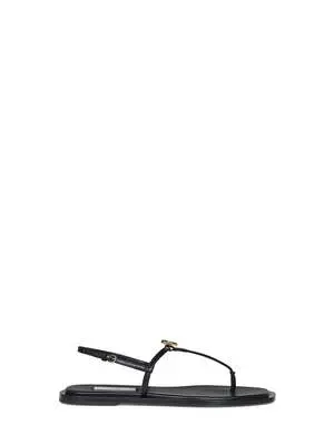 TOTEME Black Nappa Leather T-strap Thong Sandals - Multicolor