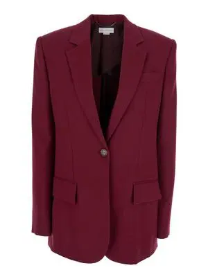 Stella McCartney Bordeaux Single-breasted Jacket With Notched Revers In Cotton Blend - Multicolor