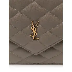 Saint Laurent Calf Leather Quilted Clutch Bag