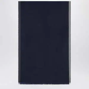 Brunello Cucinelli Blue/brown/grey Wool And Cashmere Scarf
