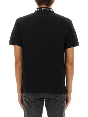 Alexander McQueen Polo Shirt With Logo On The Collar - Black
