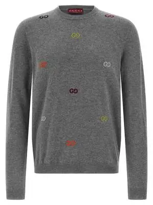 Gucci Gg Intarsia Sweater - Gray