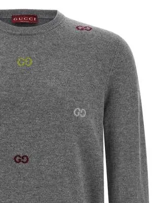 Gucci Gg Intarsia Cashmere Sweater - Gray