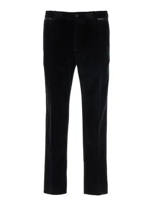 Dolce & Gabbana Black Pants With Belt Loops In Velvet Stretch - Multicolor