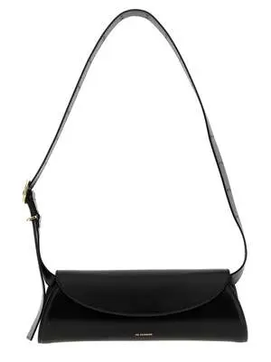 JIL SANDER Cannolo Small Leather Shoulder Bag - Black