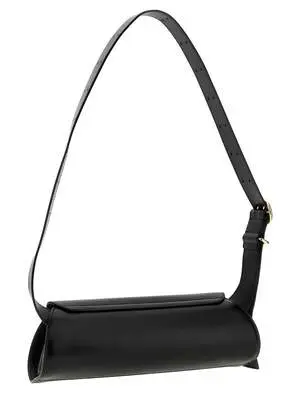 JIL SANDER Cannolo Small Leather Shoulder Bag - Black