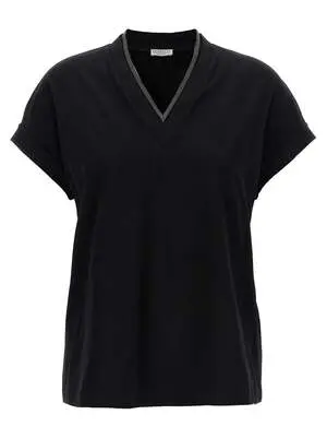Brunello Cucinelli Monile V-neck T-shirt - Black