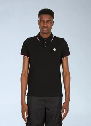 Moncler Stripe Trims Polo Shirt - Black