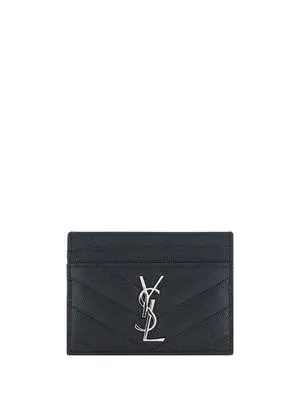 Saint Laurent Leather Cardholder - Black