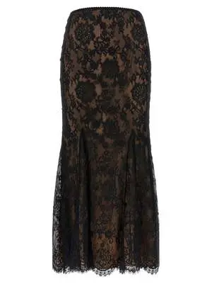 SELF-PORTRAIT Lace Midi' Skirt - Black