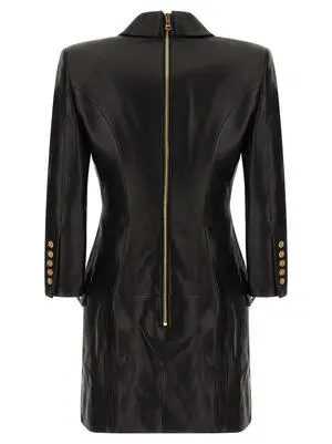 Balmain Lamb Leather Mini Blazer Dress