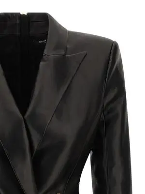 Balmain Lamb Leather Mini Blazer Dress