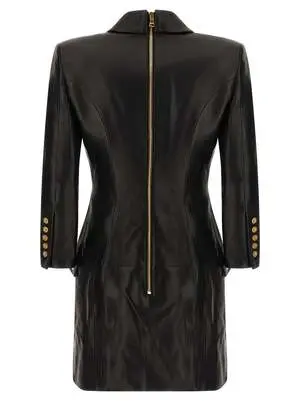 Balmain Lamb Leather Mini Blazer Dress