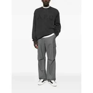 A.p.c. Wool Intarsia-knit Logo Jumper - Gray