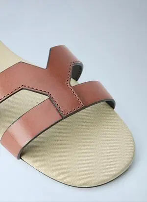 Saint Laurent Leather Mabrouka Slides - Brown