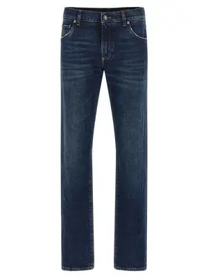 Dolce & Gabbana Logo Plaque Jeans - Blue