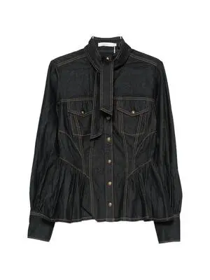 Zimmermann Denim Cotton Pussy-bow Shirt - Multicolor