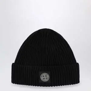 Stone Island Stone Island Navy Wool Beanie With Compass Patch Men Blue