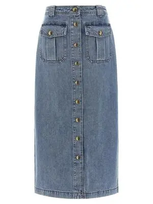 Zimmermann Denim Midi Skirt - Blue