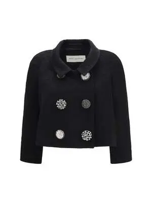 Dries Van Noten Cropped Jacket With Jewel Buttons - Black