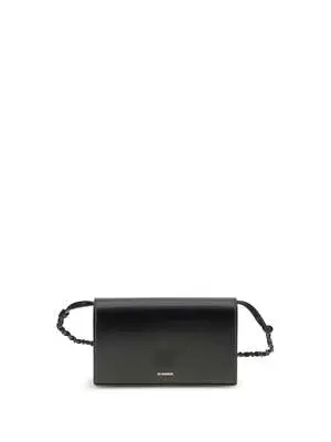 JIL SANDER Tangle Wallet With Shoulder Strap - Black
