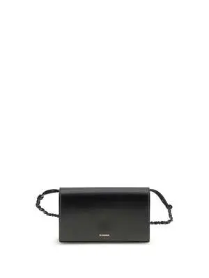 JIL SANDER Tangle Wallet With Shoulder Strap - Black
