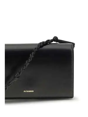 JIL SANDER Tangle Wallet With Shoulder Strap - Black