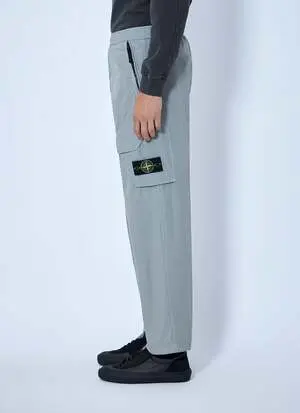 Stone Island Cotton Elasticated Waistband Cargo Trousers - Gray