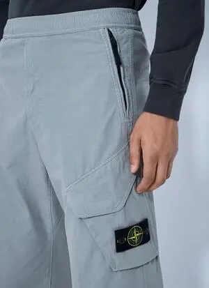 Stone Island Cotton Elasticated Waistband Cargo Trousers - Gray
