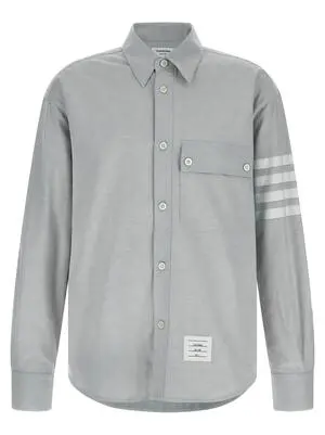 Thom Browne 4bar' Flannel Shirt - Gray