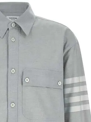 Thom Browne 4bar' Flannel Shirt - Gray