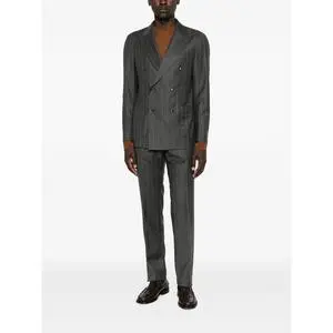 Tagliatore Grey Suits Double Breasted Suits - Gray