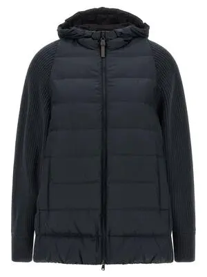 Brunello Cucinelli Shiny Zipper Pull' Down Jacket - Blue
