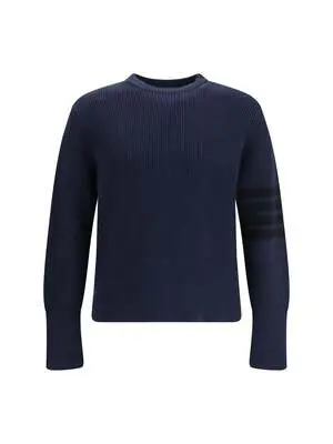 Thom Browne Cotton Crewneck Sweater - Blue