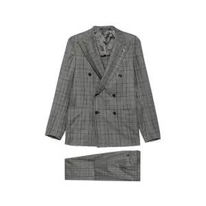 Tagliatore Grey Suits Double Breasted Suits - Gray