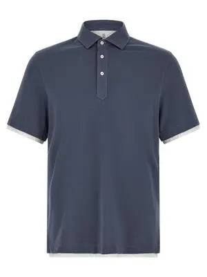 Brunello Cucinelli Double Layer Polo Shirt - Blue