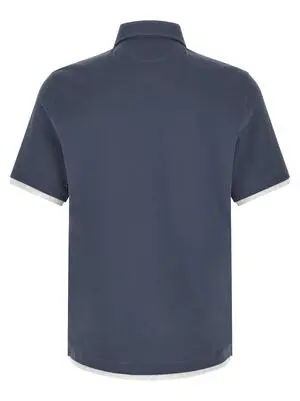 Brunello Cucinelli Double Layer Polo Shirt - Blue